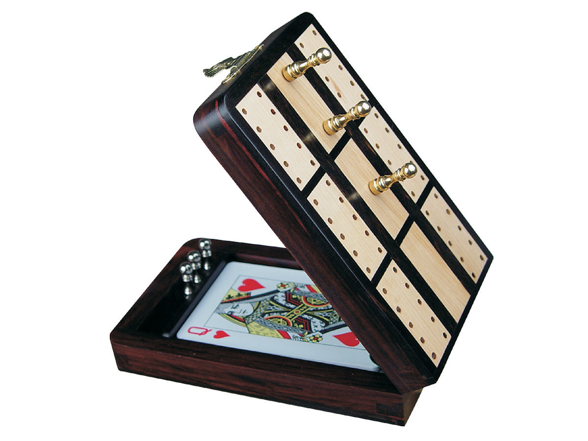 Imperial Folding Cribbage Board And Box In Ebony Maple 10inch 2 Tracks