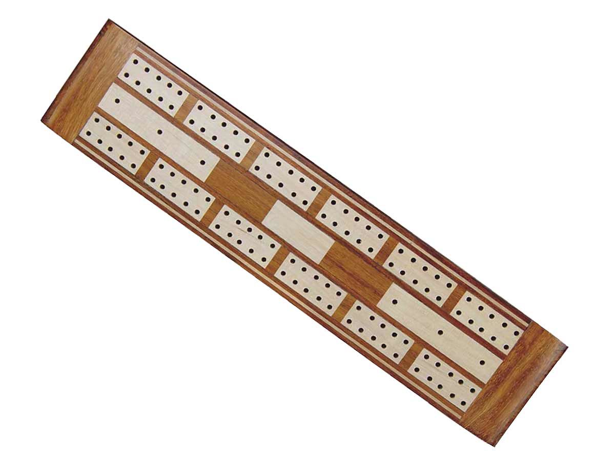 Majestic Flat Cribbage Board In Golden Rosewood Maple 10inch 2 Tracks