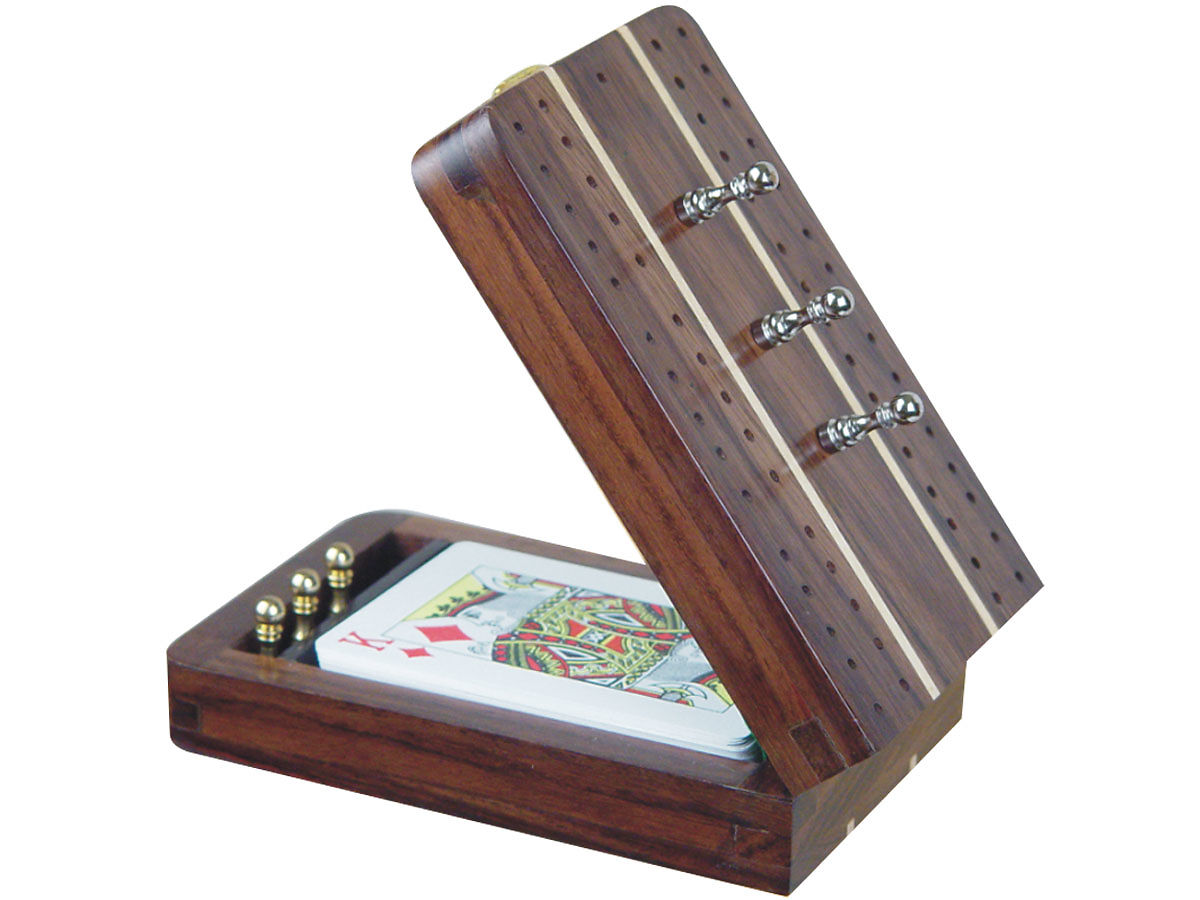 Sovereign Folding Cribbage Board And Box In Rosewood Maple 10inch 2 Tracks