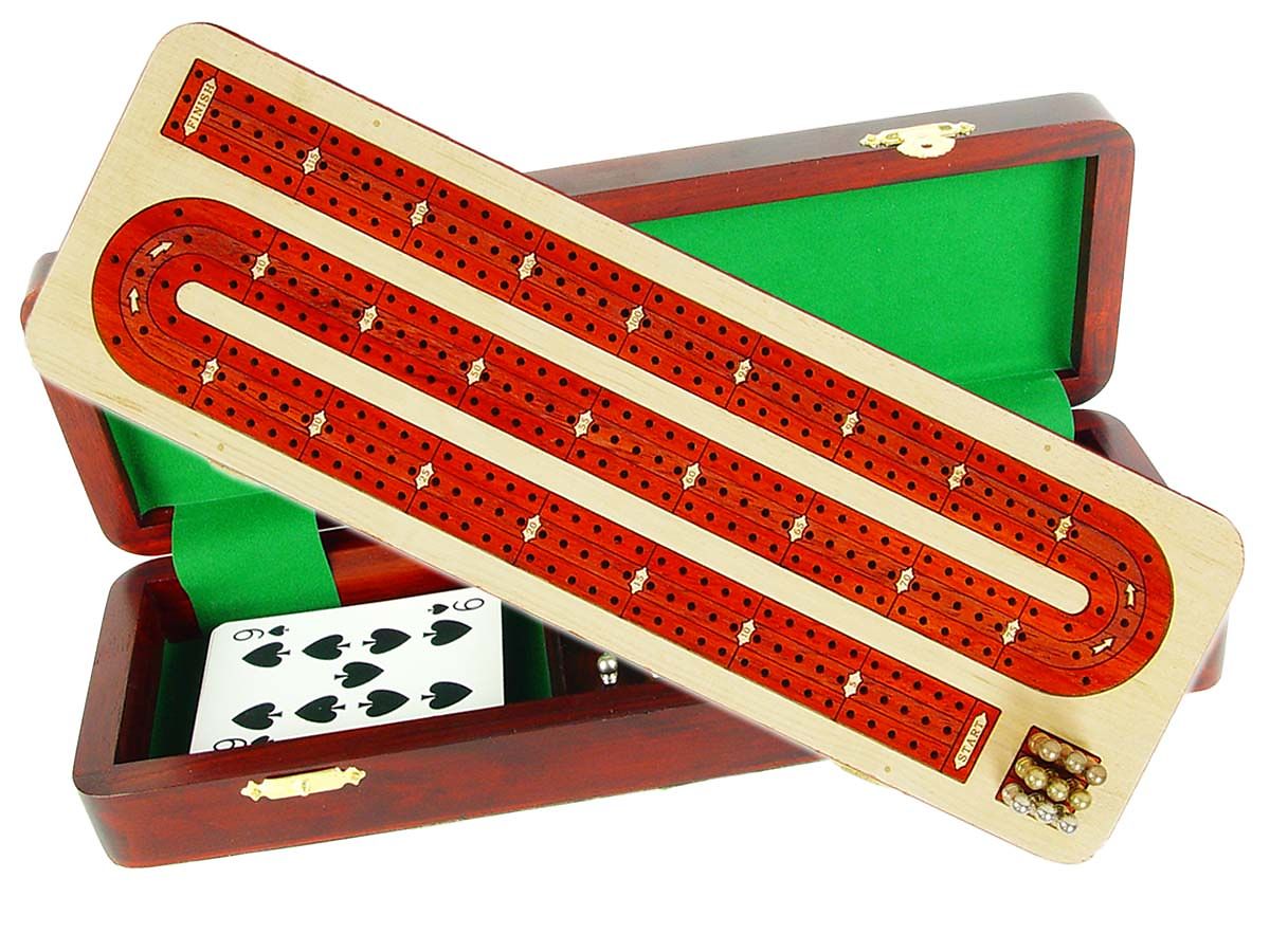 Continuous Cribbage Board Inlaid With Maple Bloodwood 12inch 3 Tracks