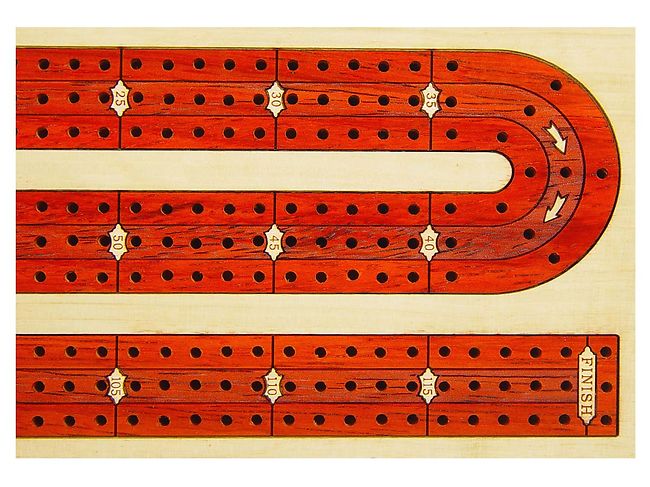 Continuous Cribbage Board Inlaid With Maple Bloodwood 12inch 3 Tracks