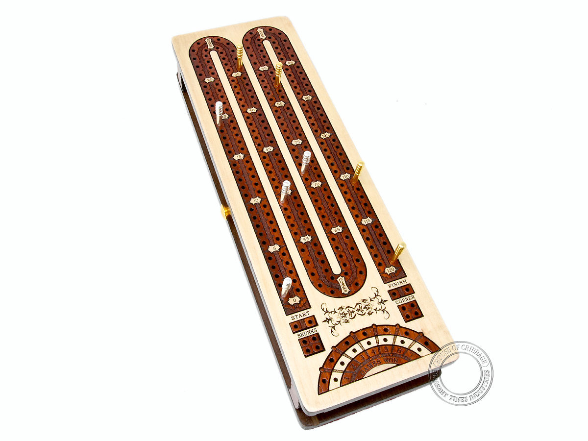 Continuous Cribbage Board Box Inlaid In Maple Bloodwood 2 Track Sliding ...