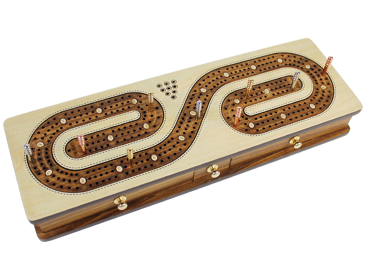 Continuous Cribbage Board Inlaid With Maple Teak Wood Alphabet S Shape ...