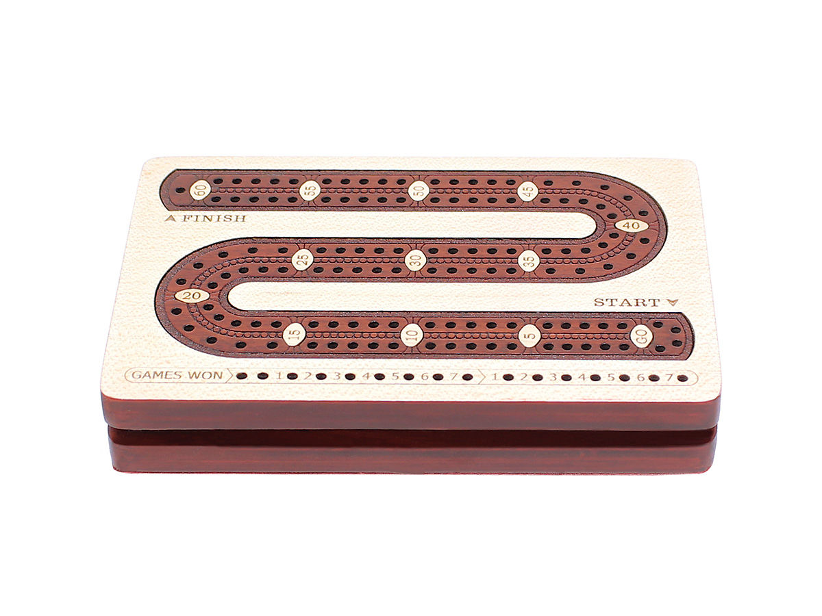 Loop Shape 2 Track 60 Points Pocket Size Wooden Travel Cribbage Board 4 ...